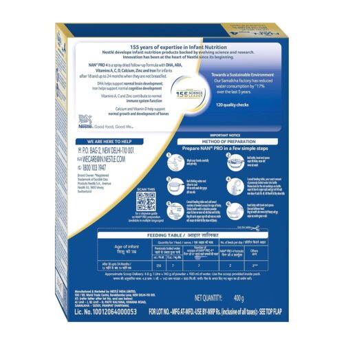 Nan Pro 4 Milk Powder BIB FU Formula 400gm - pharmville
